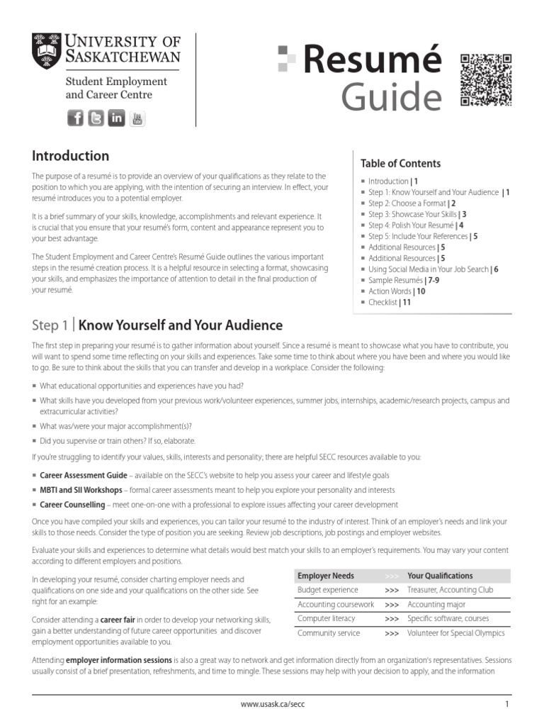 SECC Resume Guide 2011-12 | PDF