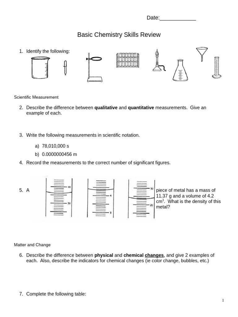 Basic Chemistry Skills SBI4U | PDF