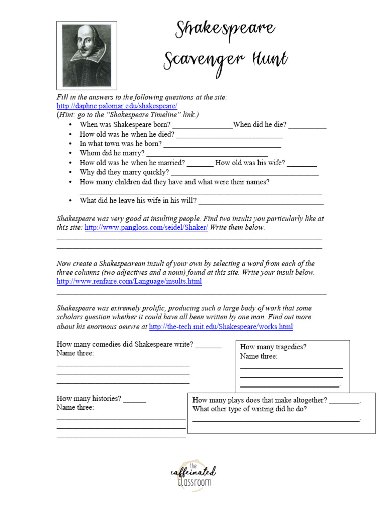 Shakespeare Savnger Hunt | PDF