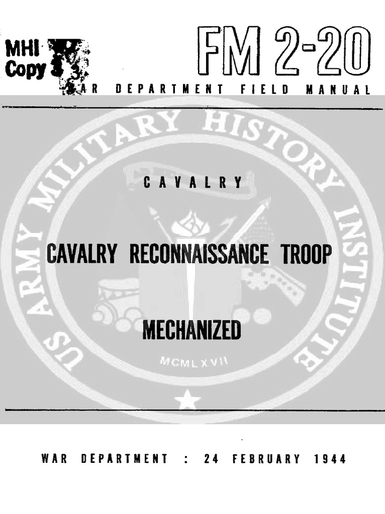 Cavalry Reconaissnce Troop, Mechanized 1944 | PDF