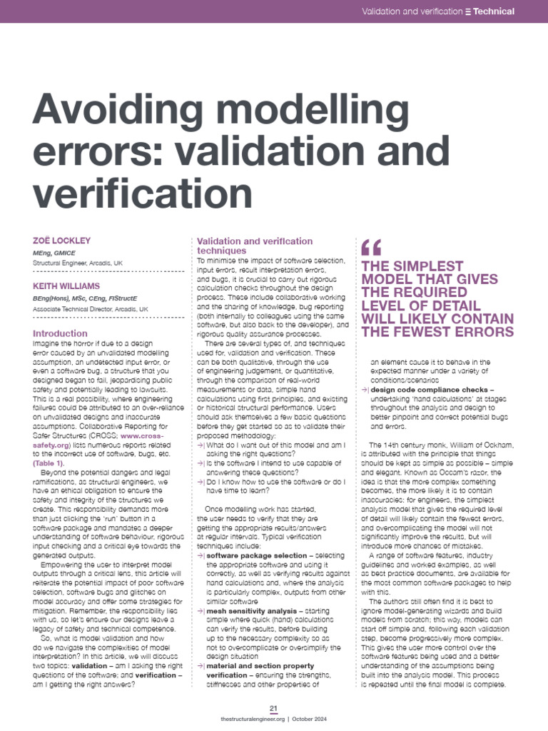 Avoiding Modelling Errors Validation and Verification | PDF