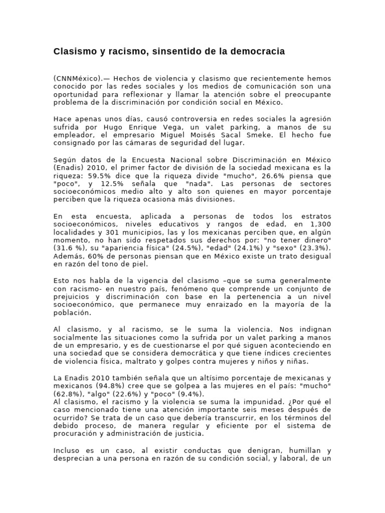 Clasismo y Racismo | PDF