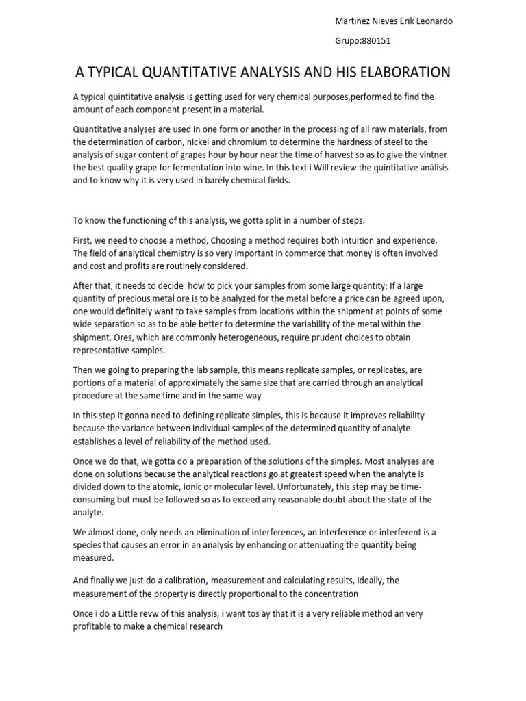 A TYPICAL QUANTITATIVE ANALYSIS AND HIS ELABORATION | PDF