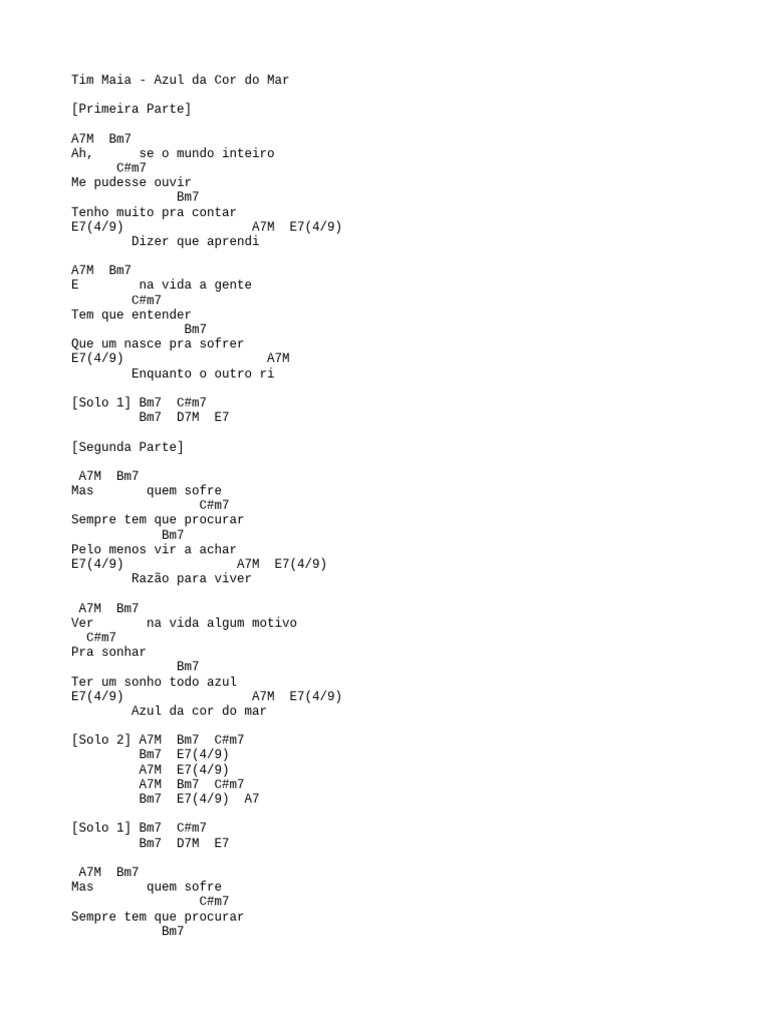 Tim Maia - Azul Da Cor Do Mar | PDF