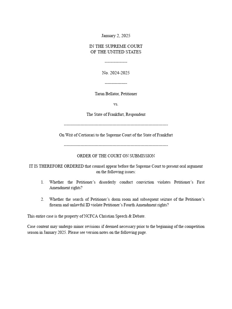 NCFCA 2024 25 Moot Court Packet 9-10-24 | PDF