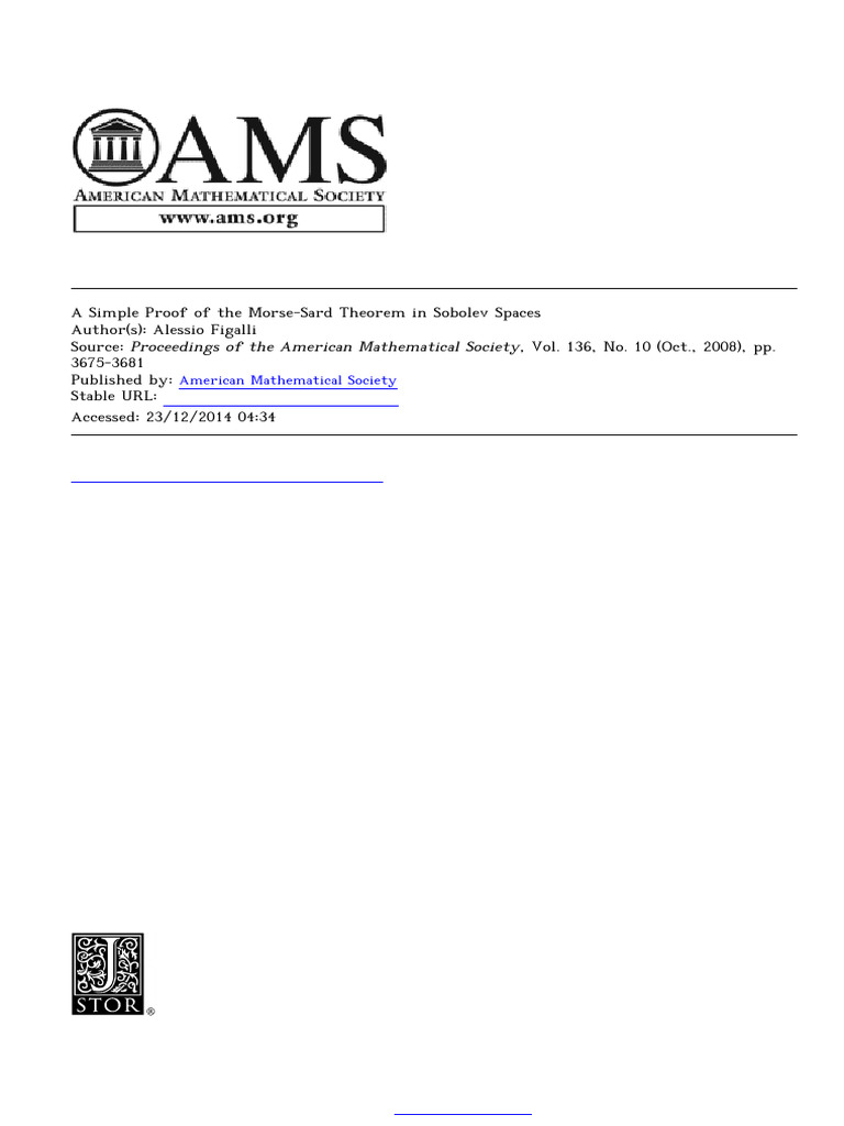 A Simple Proof Of The Morse Sard Theorem In Sobolev Spaces Figalli Pdf