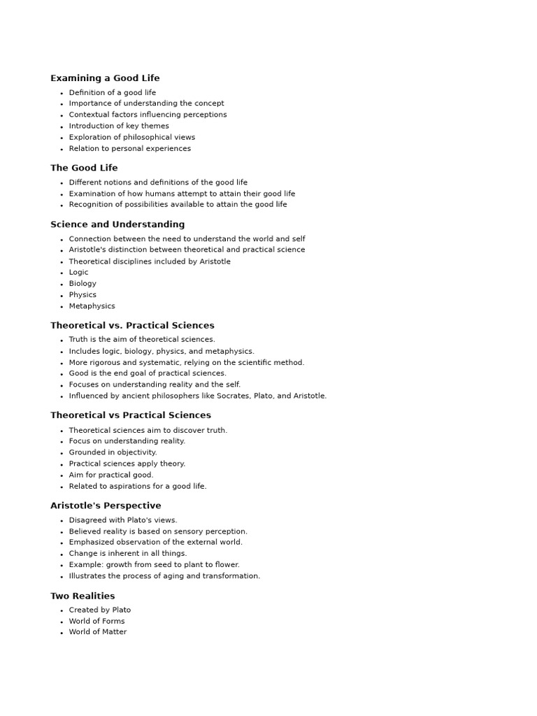 The Good Life Notes | PDF