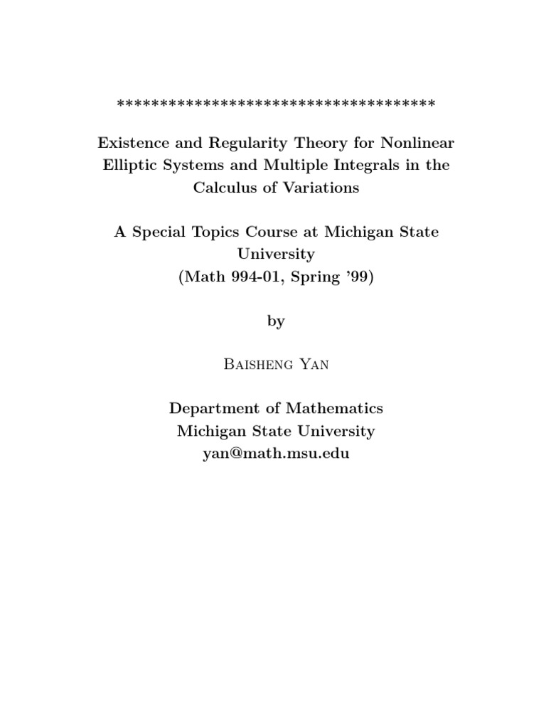 Existence And Regularity Theory For Nonlinear Elliptic Systems And Multiple Integrals In The