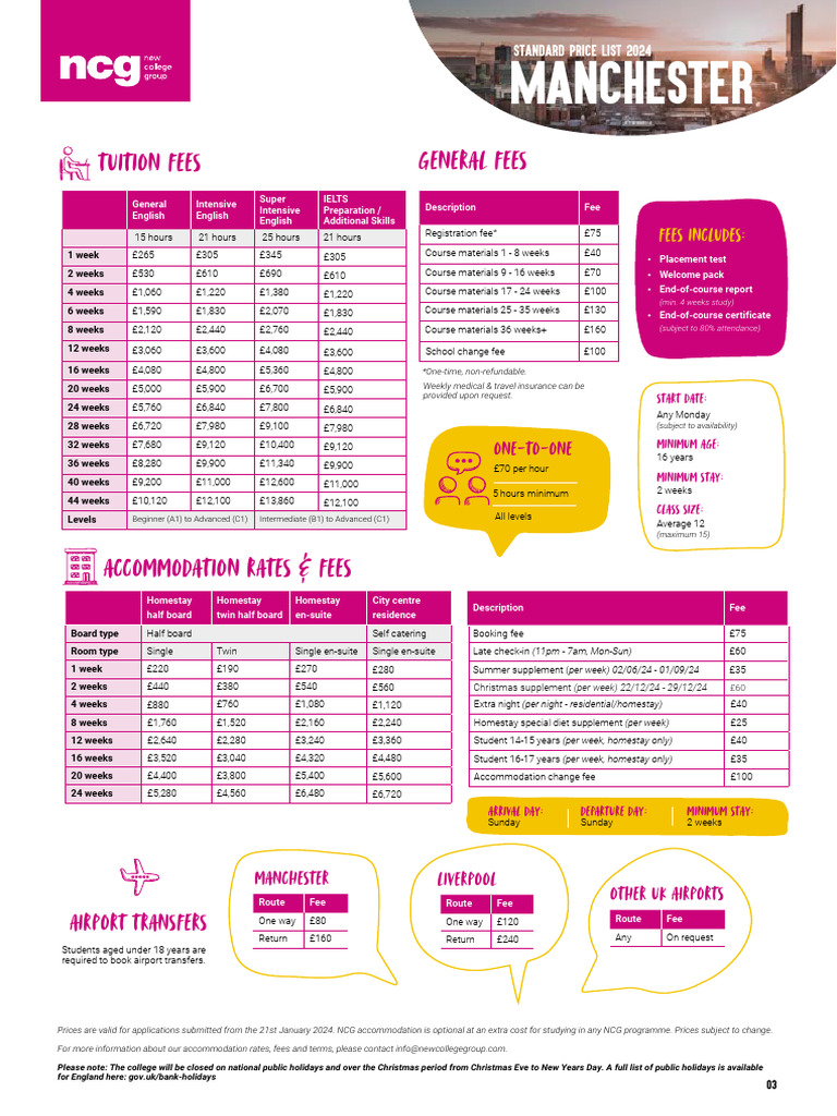 Manchester Standard Pricelist 2024 | PDF