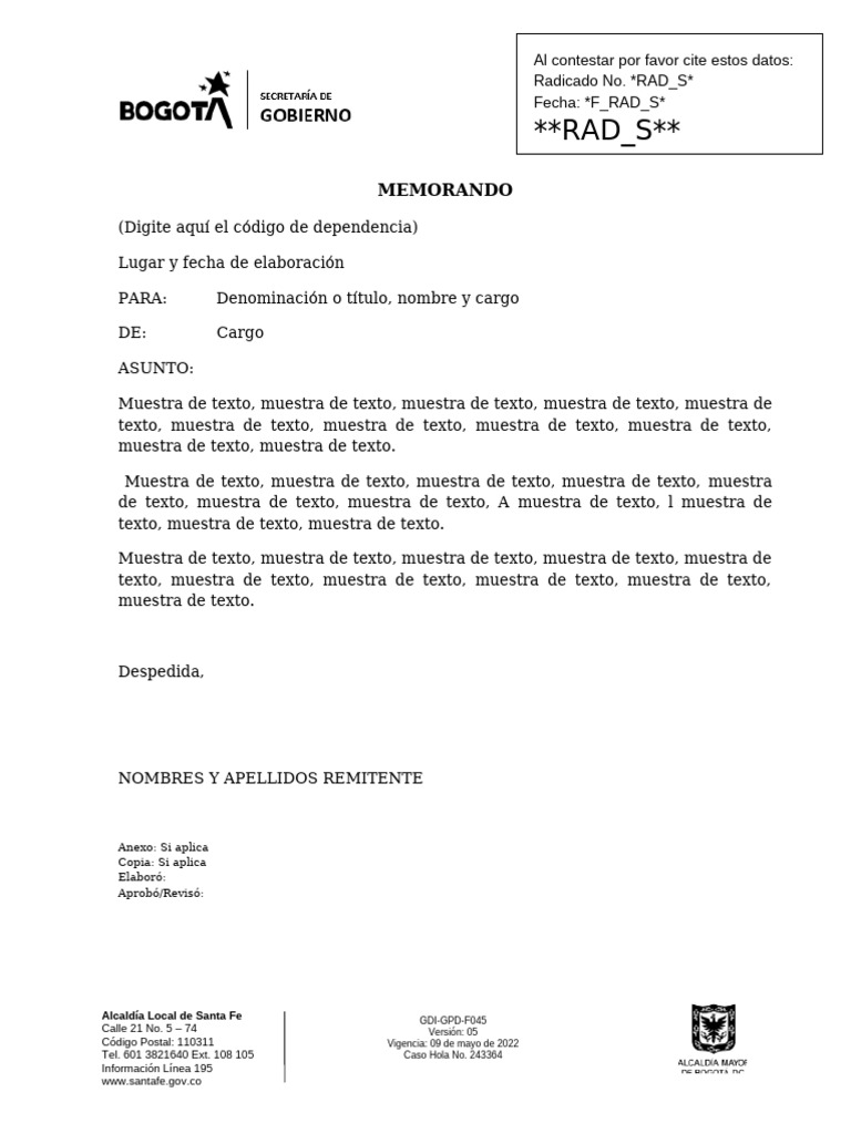 Formato Memorando Santa Fe | PDF