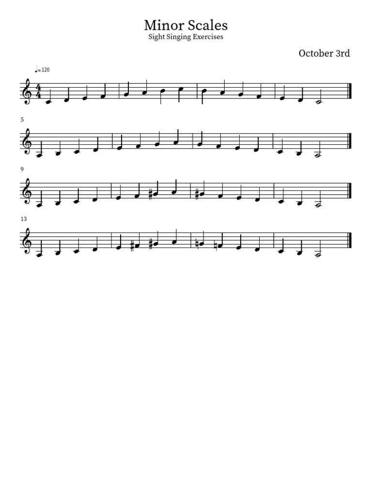 Minor Scale Sight Singing | PDF