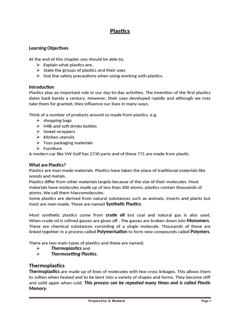 Plastics Notes | PDF