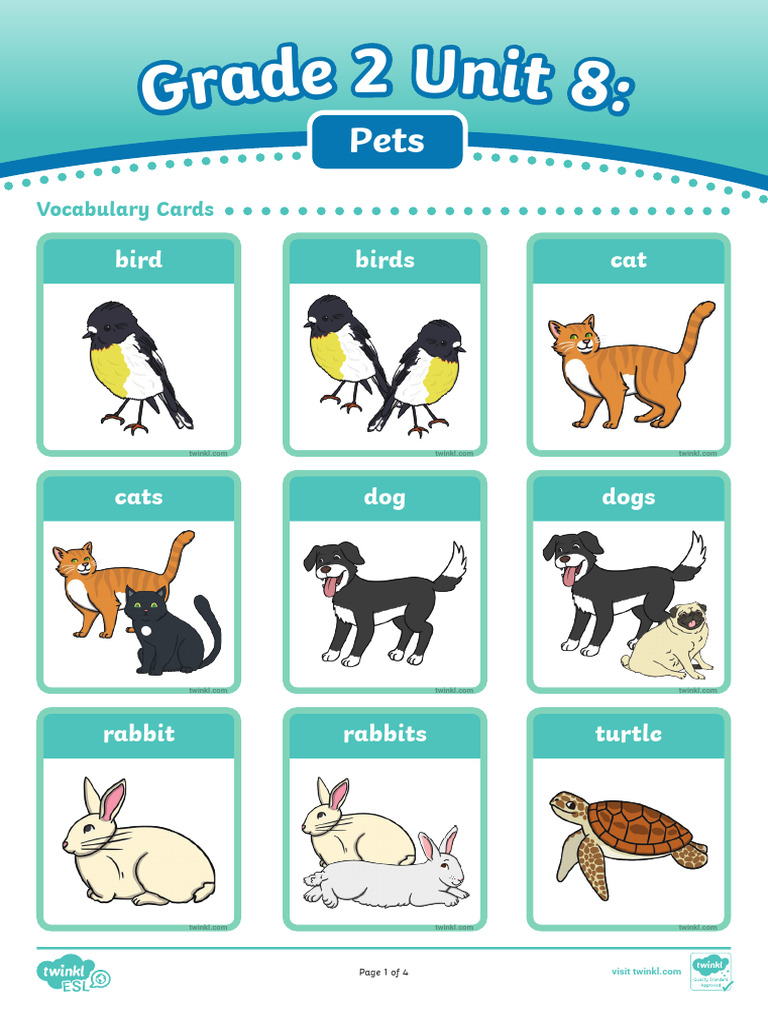 tr-e-1699861613-esl-vocabulary-cards-grade-2-unit-8-pets-kids-pre-a1_ver_1 | PDF