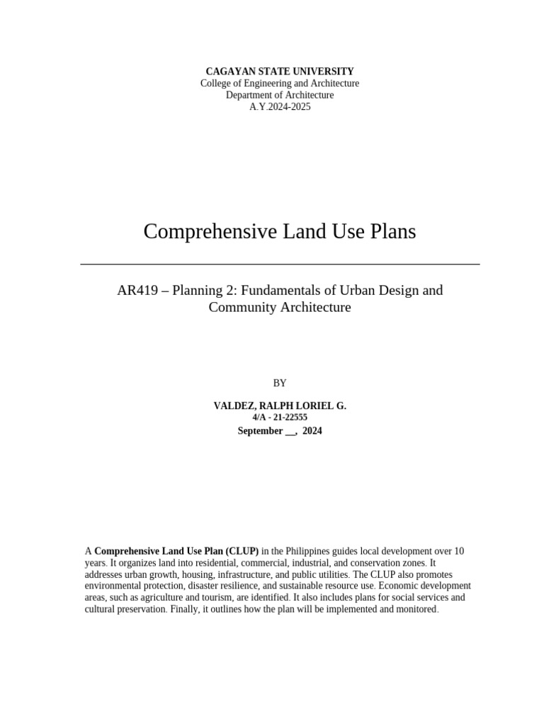 Comprehensive Land Use Plan | PDF