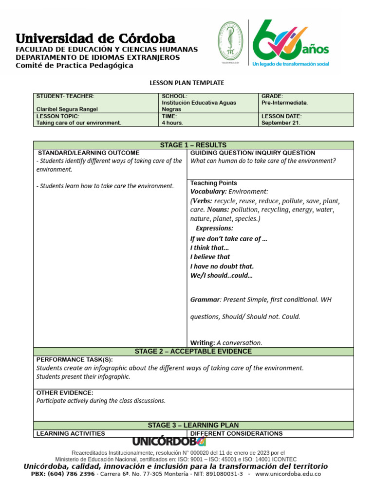 Lesson Plan Template (1) | PDF