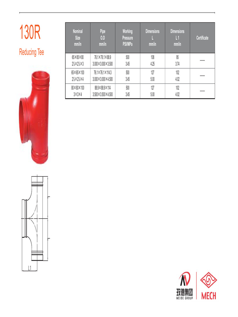 Tee Reductora Ranurada | PDF