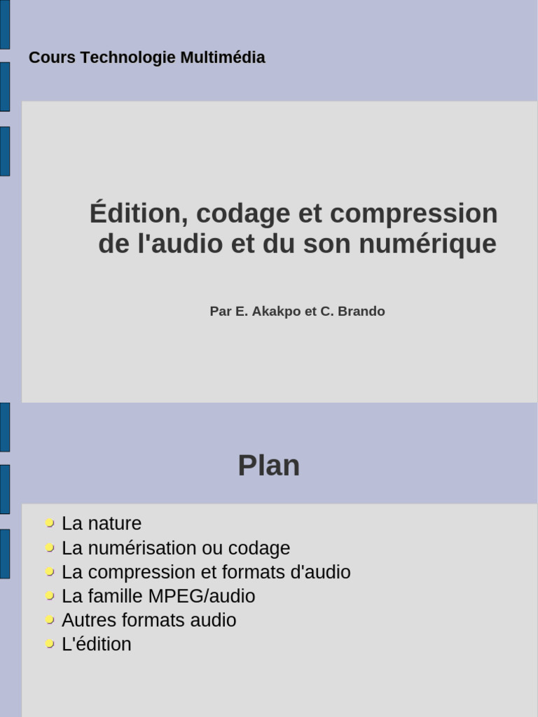 Édition, Codage Et Compression de L'audio Et Du Son Numérique | PDF