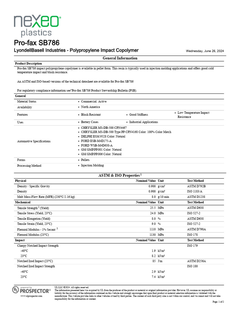 Nexeo Plastics Pro Fax SB786 | PDF