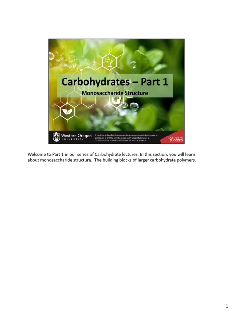 Carbohydrates Part 1 Monosaccharide Structure | PDF