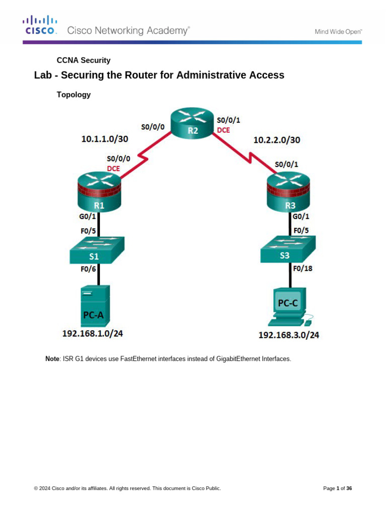 Lab1 - Securing The Router For Administrative Access | PDF