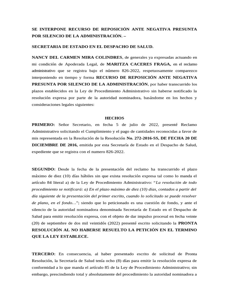 Recurso de Reposicion | PDF