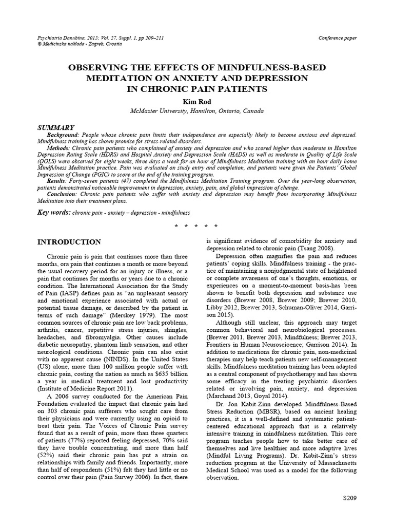 Mindfulnes Dolor Depre 20 | PDF