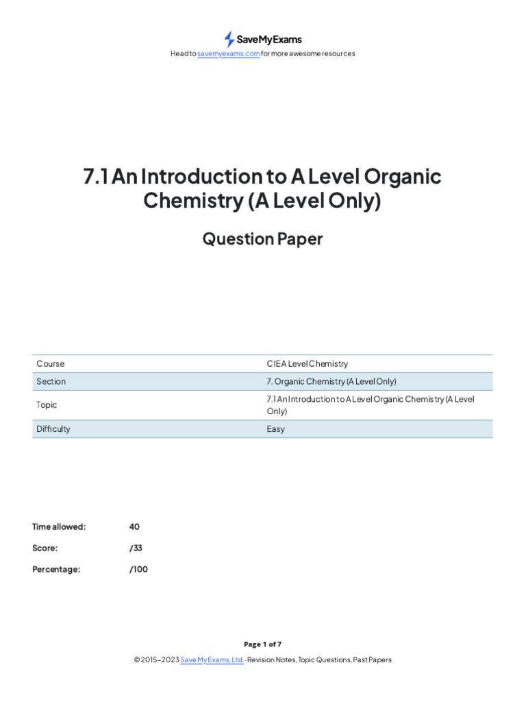 7.1 An Introduction To A Level Organic Chemistry - Easy | PDF | Isomer ...