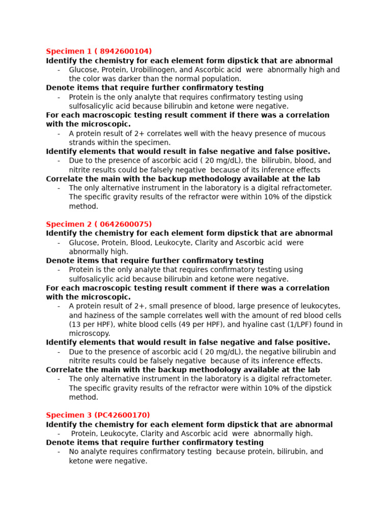 Urinalysis Practical Write Up | PDF