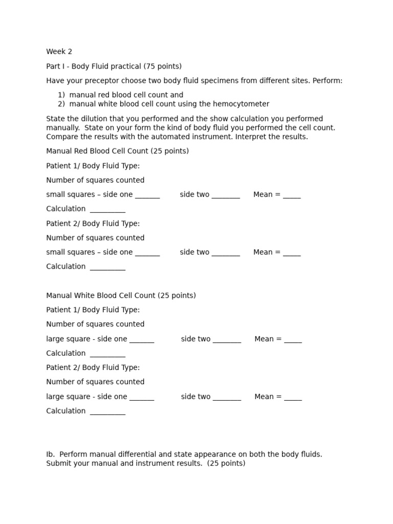 Hematology Practicals | PDF