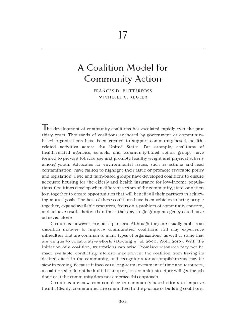 READING 6 Community Action A Coalition Model | PDF