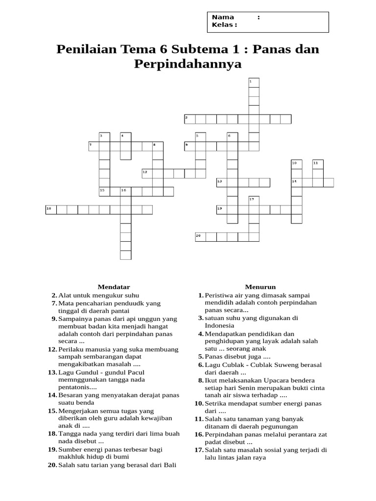 TTS Penilaian Tema 6 Subtema 1 | PDF