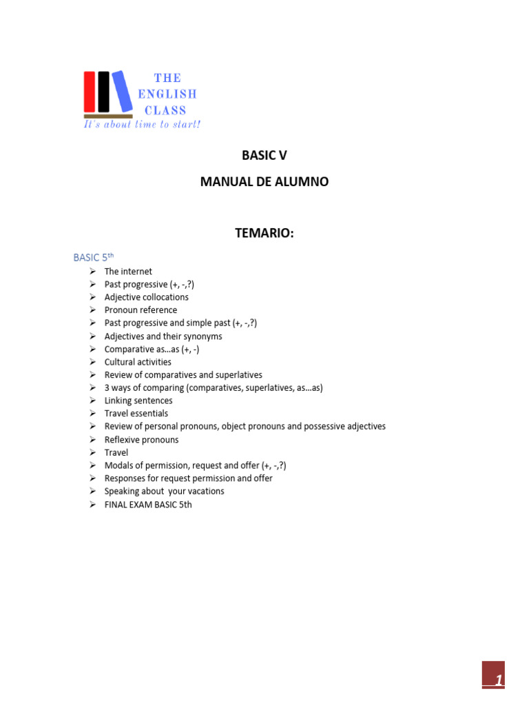 Basico 5 Students Manual | PDF | Pronoun | Language Arts & Discipline