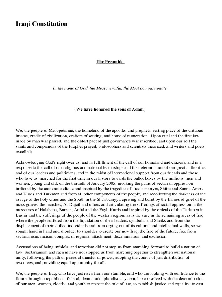 Iraqi Constitution | PDF