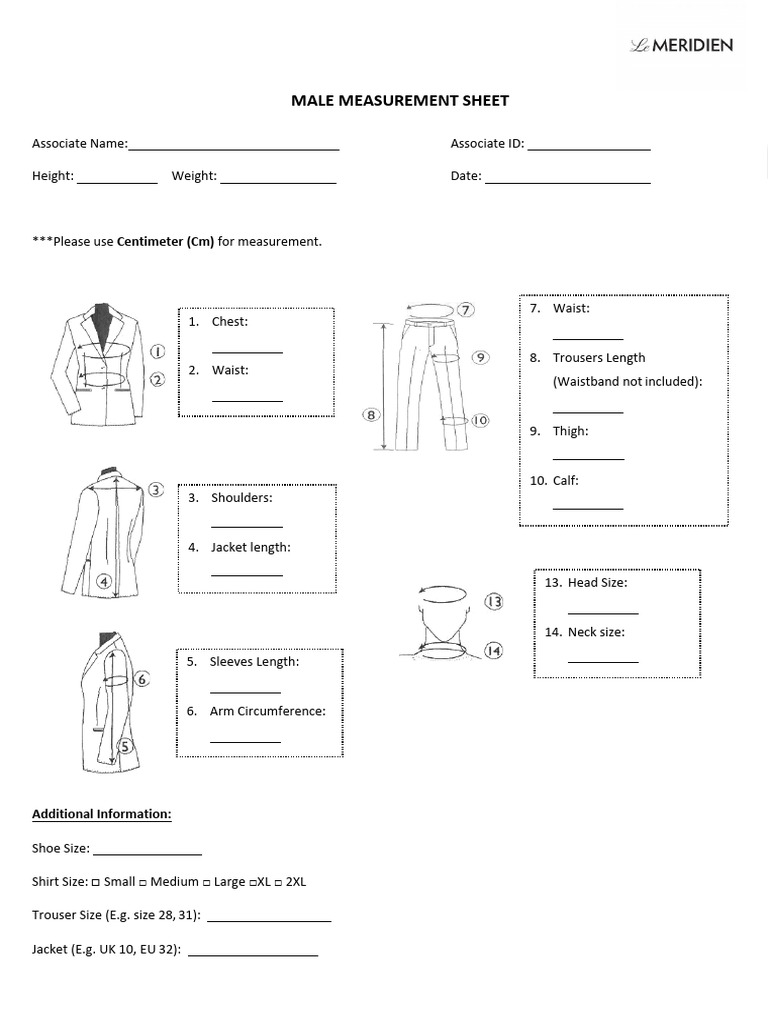 Male Measurement Form - LM | PDF
