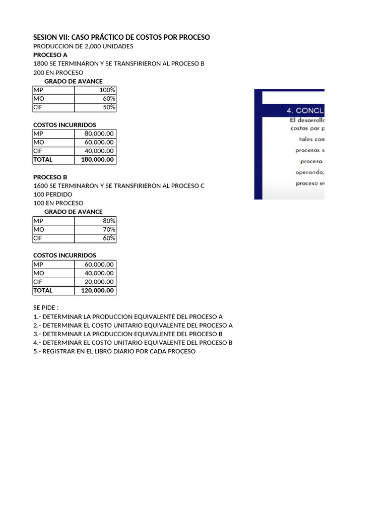 Caso Practico de Costos Por Proceso | PDF