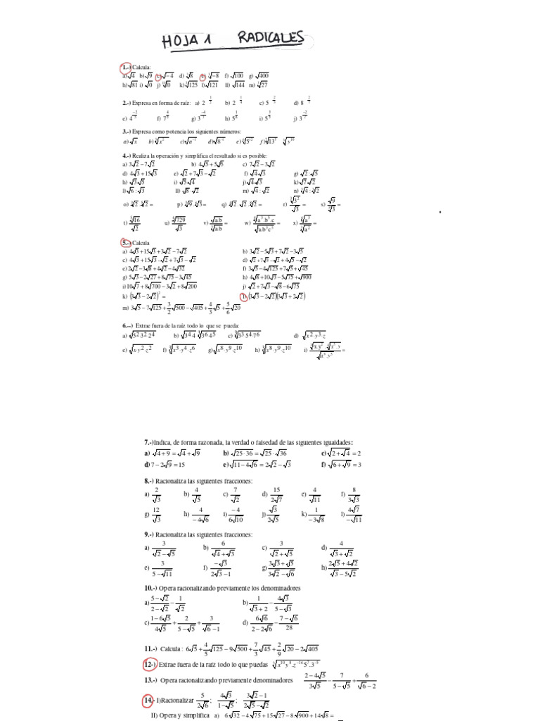 Hoja1 Radicales | PDF | Ajedrez