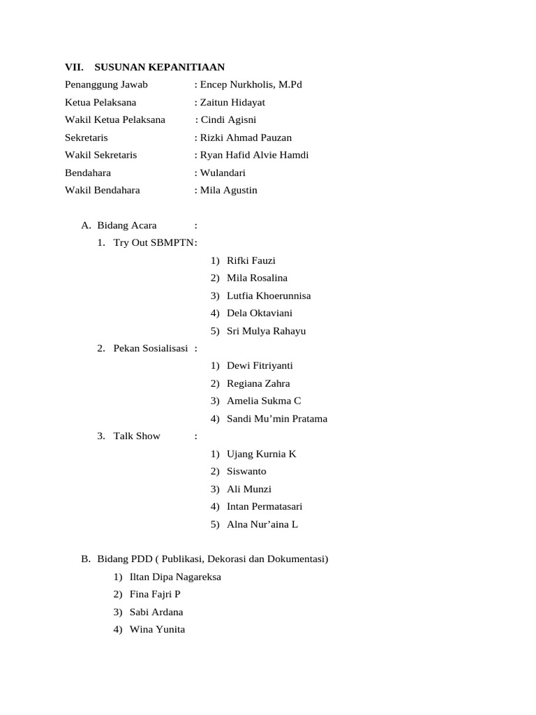 Susunan Kepanitiaan | PDF