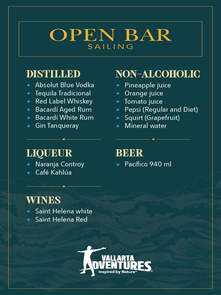 Yachts and Sailboats - Open Bar Menu | PDF