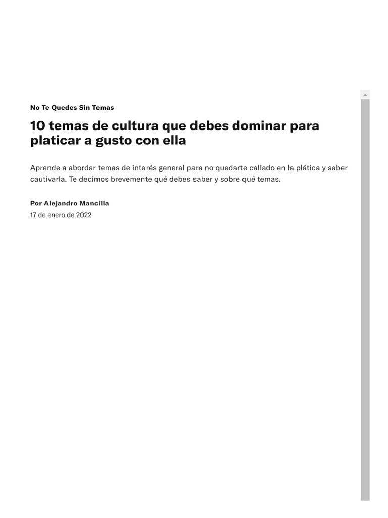10 Temas Básicos Que Debes Dominar para Platicar | PDF