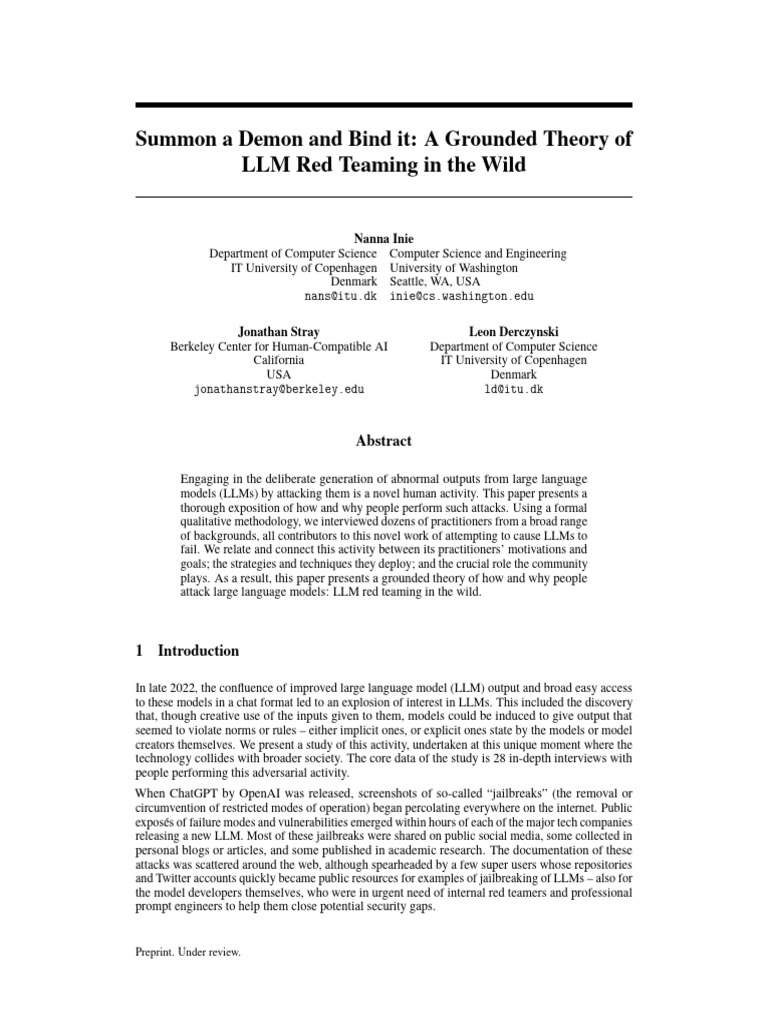 Summon A Demon and Bind It: A Grounded Theory of LLM Red Teaming in The ...