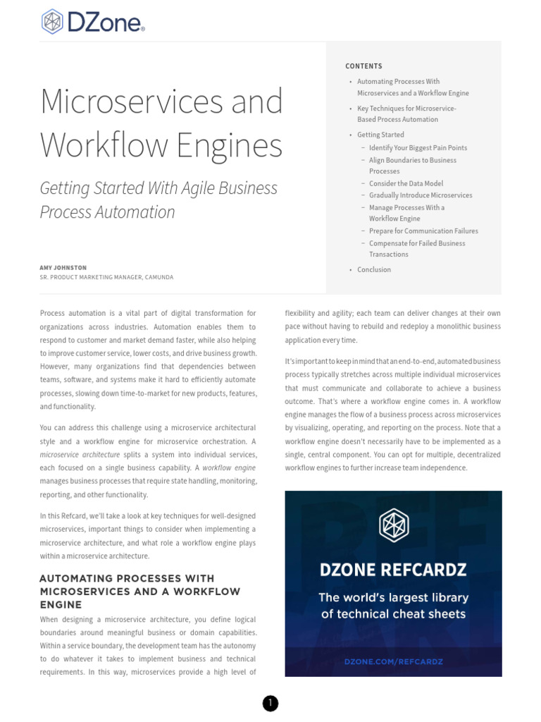 House Dzone Refcard 346 Microservices Workflow Eng | PDF