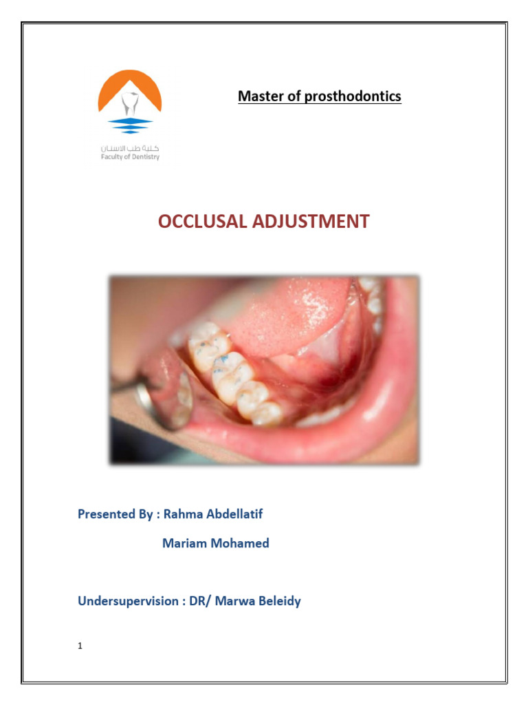 Occlusal Adjustment | PDF | Dental Anatomy | Foreign Language Studies