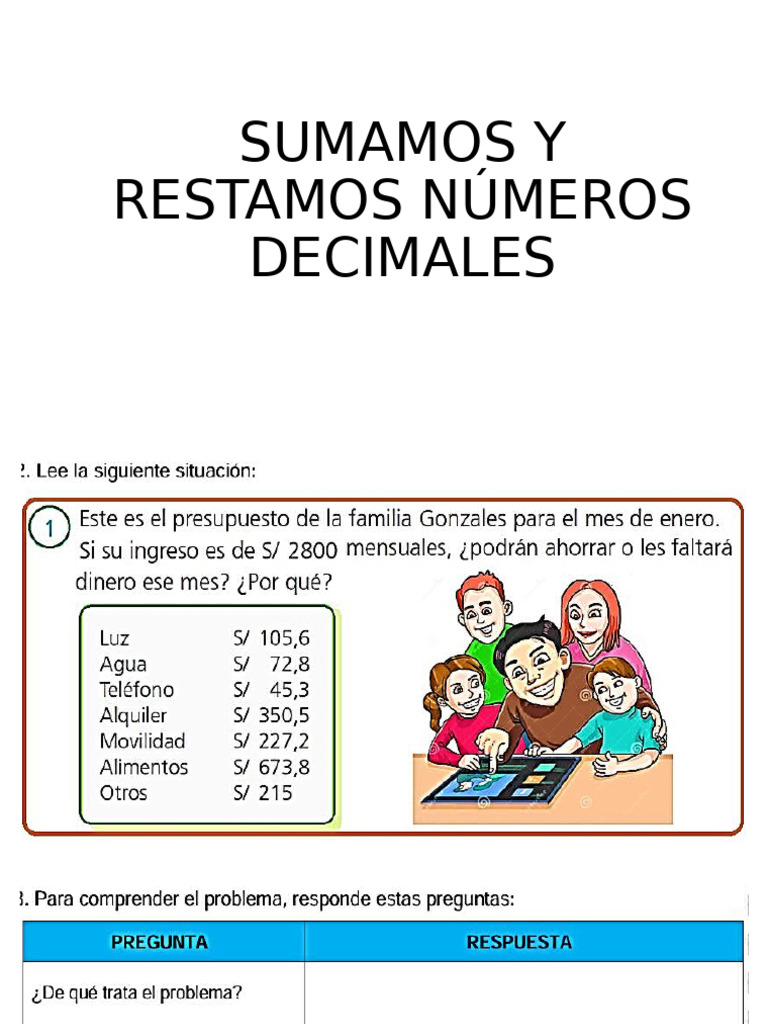 Sumamos y Restamos Números Decimales | PDF