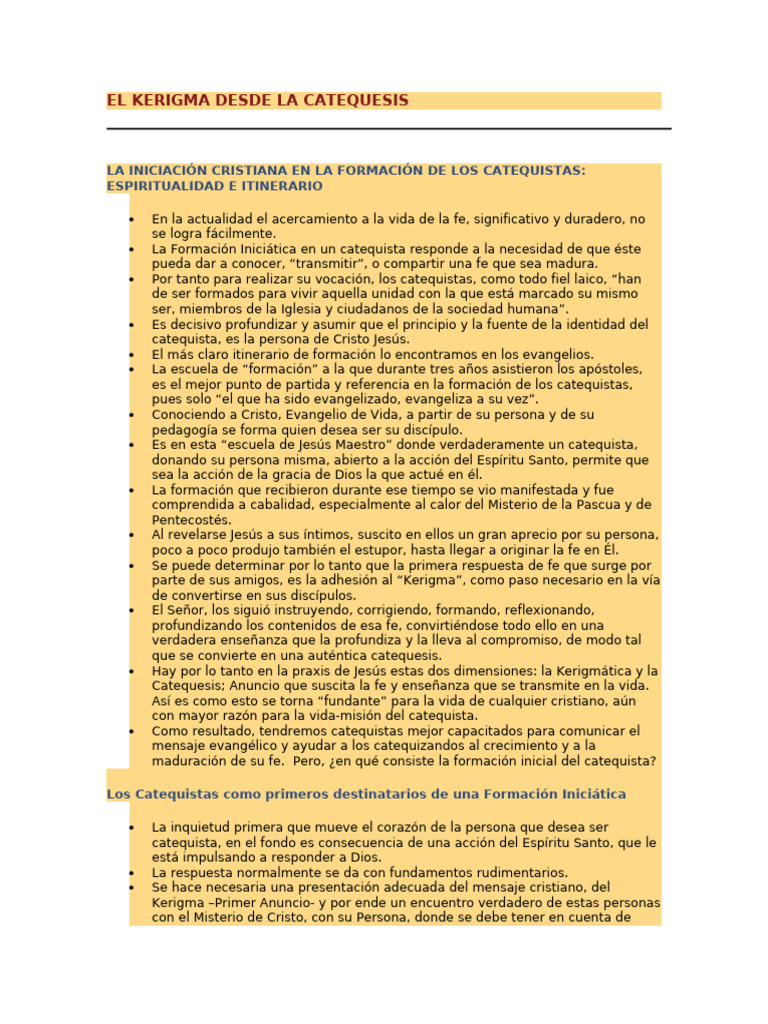 El Kerigma Desde La Catequesis | PDF