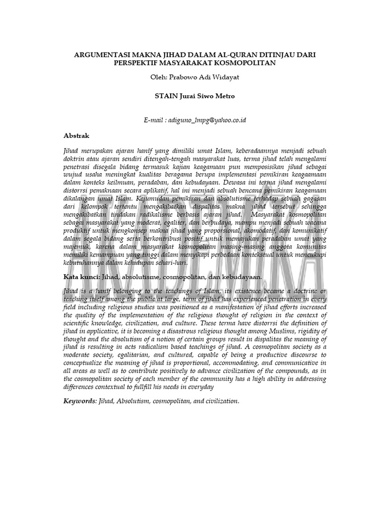 Argumentasi Makna Jihad Dalam Al-Quran Ditinjau Dari Masa Ke Masa | PDF