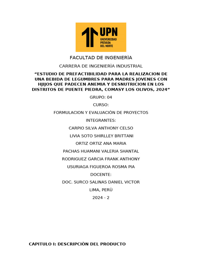 t1 - Grupo 04 - Formulacion de Proyectos Terminado | PDF