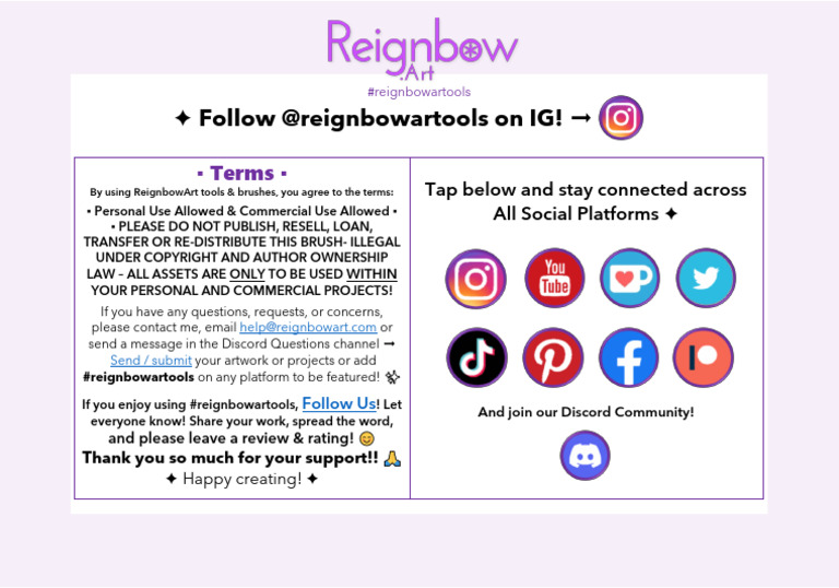 READ ME (Reignbow Art Tools) | PDF