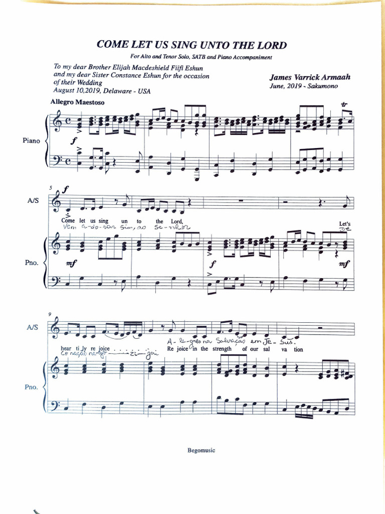 Come Let Us Sing To The Lord | PDF