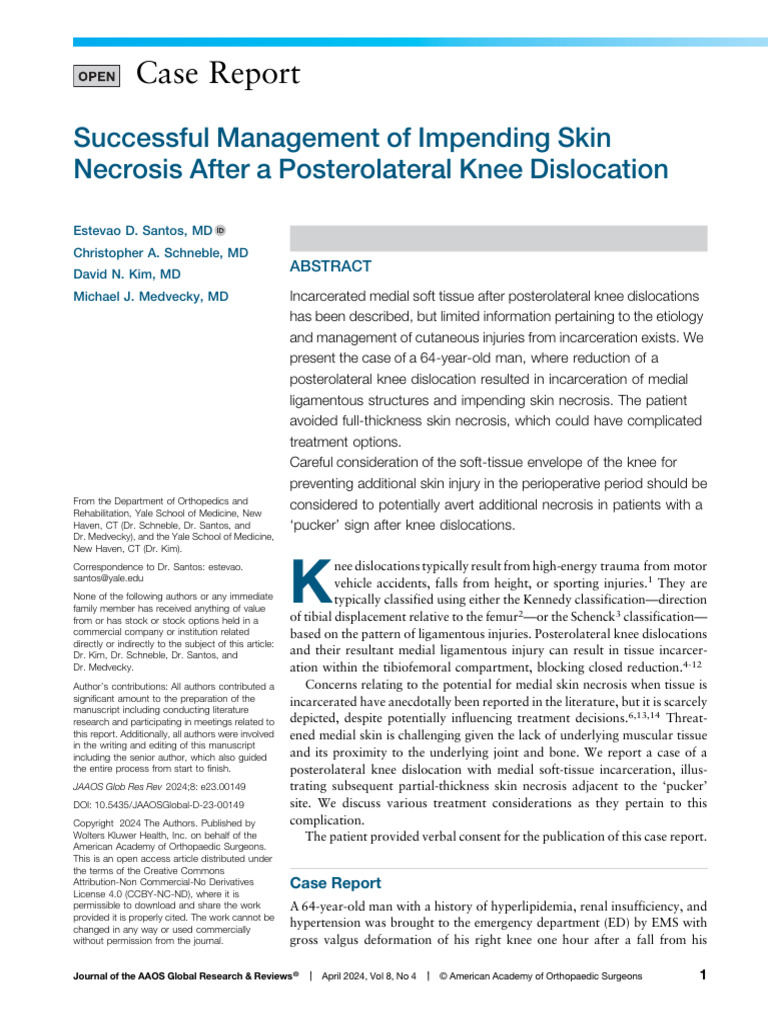Successful Management of Impending Skin Necrosis After A Posterolateral ...