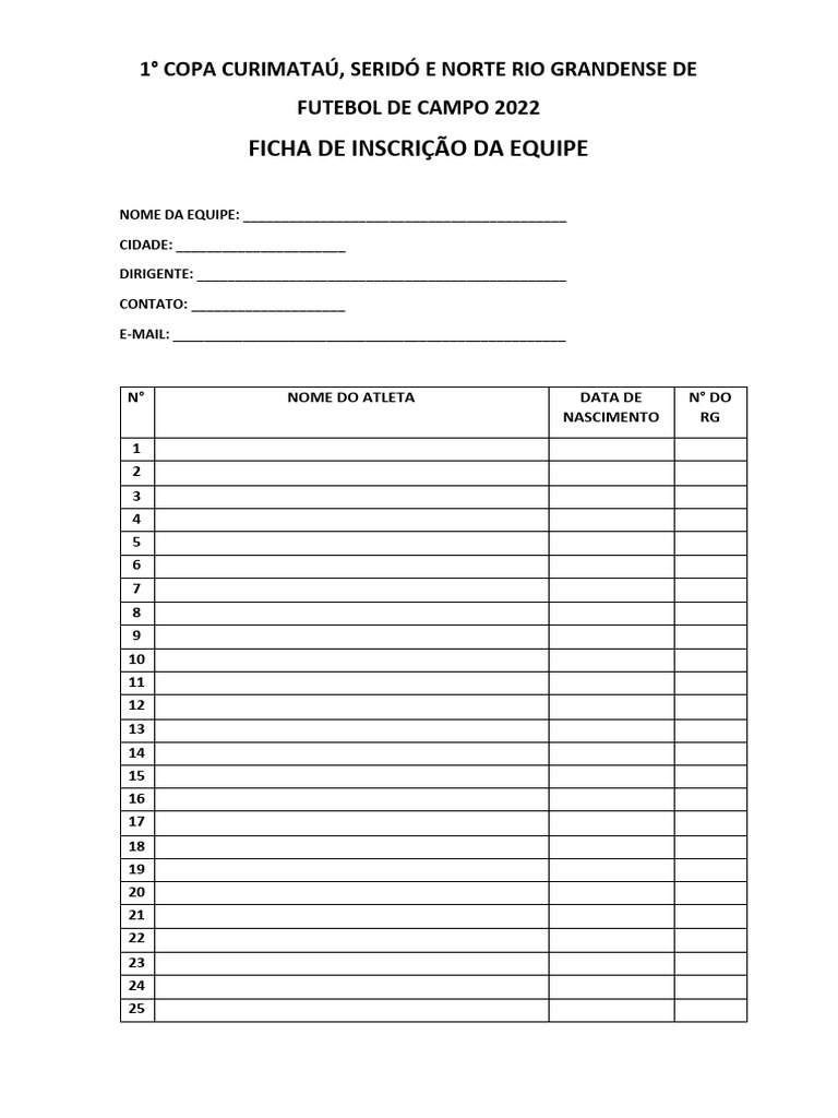 Ficha de Inscrição | PDF